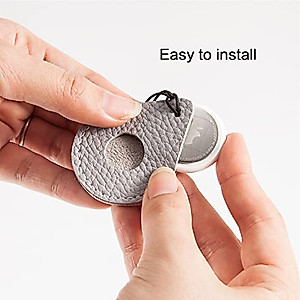 FOREVERFLYBIRD 2 Pack Airtag Holder Leather Case Air Tag Cover Keychain GPS Tracker Remote Finder Key Travel Backpack Pet Locator L Grey