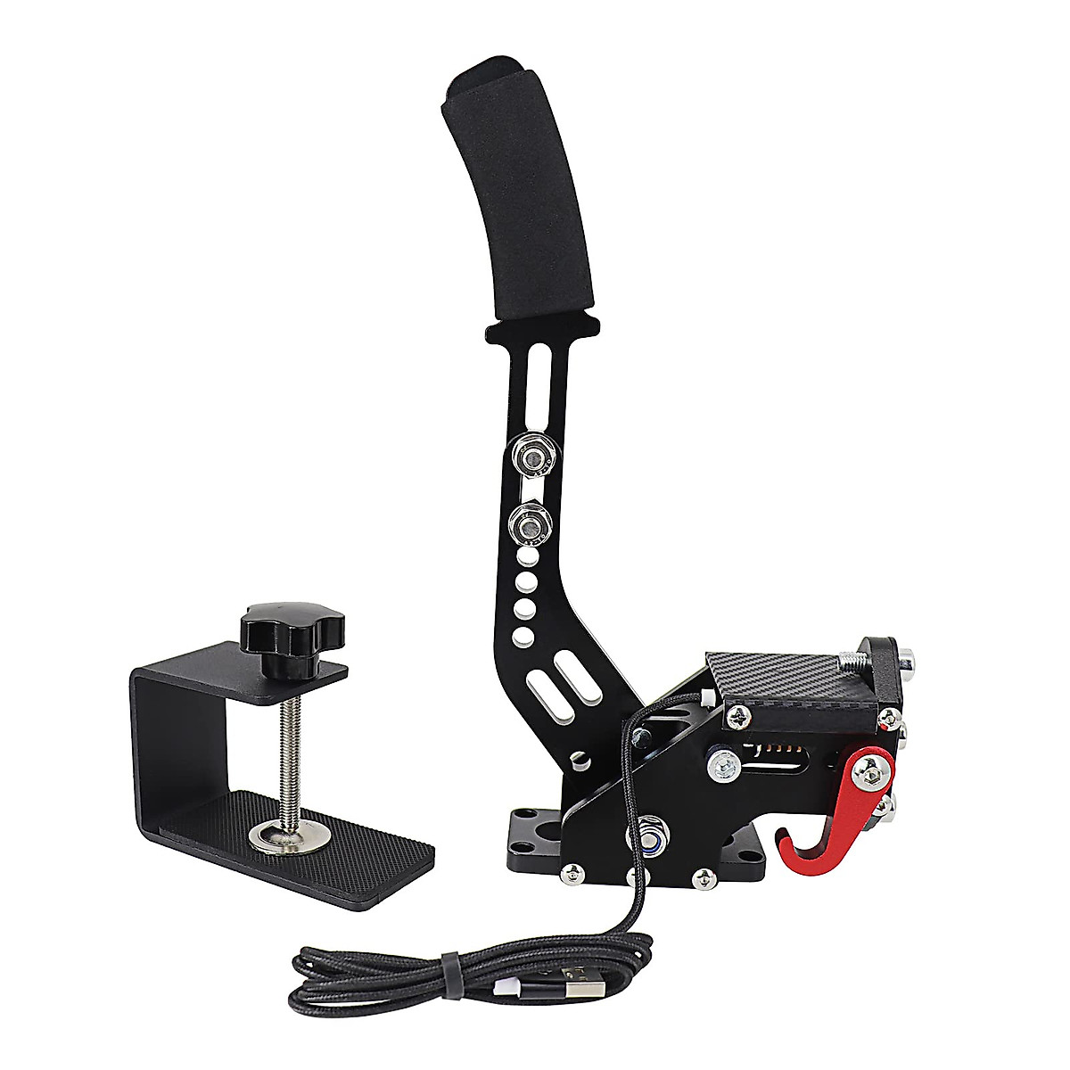 Dcutn 16Bit PC USB Handbrake for SIM Racing Games G920/27/29 T500 T300 LFS/DiRTRally / DiRT4/Project CARS/DRIVECLUB/Asset to Corsa/ WRC8(Black With Clamp)