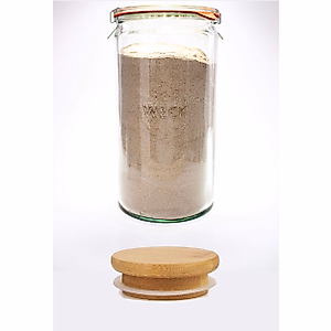 Weck Jar 974 Glass Jars 1.5L with Large Storage Capacity Preserving Jars with Airtight Lids Suitable for Pickling - 1 Jar with Glass Lid & Wooden Lid 54 fl. oz