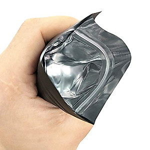 STUs 100 Pack Smell Proof Bags - 3.1 x 5.1 Inch Resealable Stand-Up Mylar Bags Foil Pouch Double-Sided Pouch Matte Black