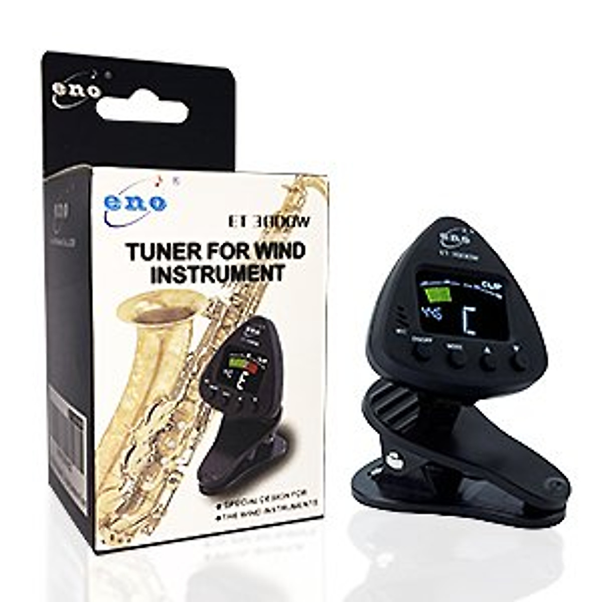 ENO MUSIC Solid Big Clip-on Professional Wind Instruments Alto Saxophone Tuner, Colorful LCD Display, Saxophone Accessories