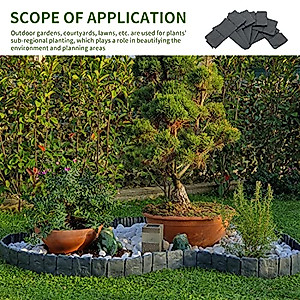 Garden Edging Border, Garden Landscape Edging Borders for Flower Bed, Gray Stone Effect Plastic Lawn Edging Fencing | No Dig Landscape Edging | 20 Pcs | 16 Ft | (Gray)