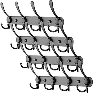 Kenning 4 Pack Coat Rack Wall Mounted with 4 Tri Metal Coat Hooks for Hanging Clothes Hat Keys Towel, Heavy Duty Stainless Steel Coat Hanger Wall Hooks Rack for Bathroom, Bedroom, Entryway