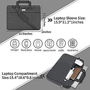 HESTECH Laptop Bag,15.6 Inch Laptop Sleeve Case,Business Briefcase,Water-Repellent Slim Computer Carry Case with Shoulder Strap for 15-16" Hp Dell Acer,Black