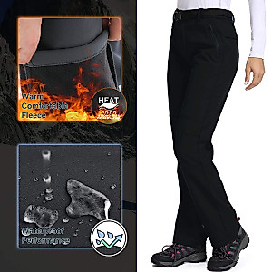 Jessie Kidden Women's Waterproof Pants Hiking Ski Snow Fish Fleece Lined Insulated Outdoor Golf Travel Pant (801F Black 18)