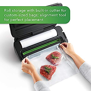 FoodSaver Vacuum Sealer Machine with 4 Settings Including Pulse and Marinate with Sealer Bags and Roll, Handheld Vaccum Sealer for Airtight Food Storage and Sous Vide, Black