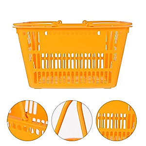 POPETPOP Plastic Shopping Basket with Handle- 16L Portable Handheld Storage Basket Used for Supermarket, Retail, Bookstore