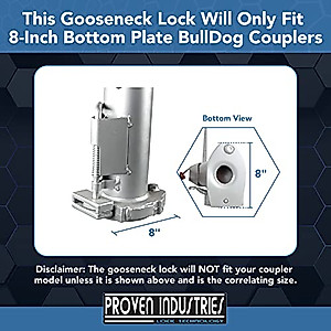 Proven Industries Model GB Trailer Lock, Fits Bulldog Gooseneck Trailer Couplers, Made in The USA, 8-Inch Bottom Plate, (Black)