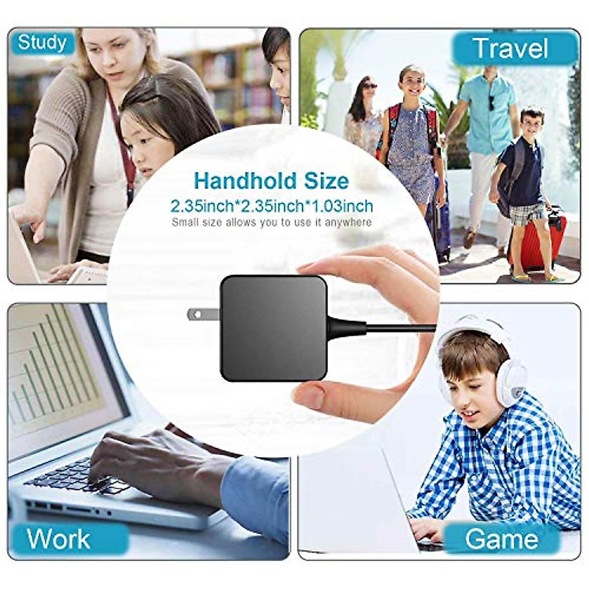 Slim USB C Charger Fit for Google Pixelbook (Black)