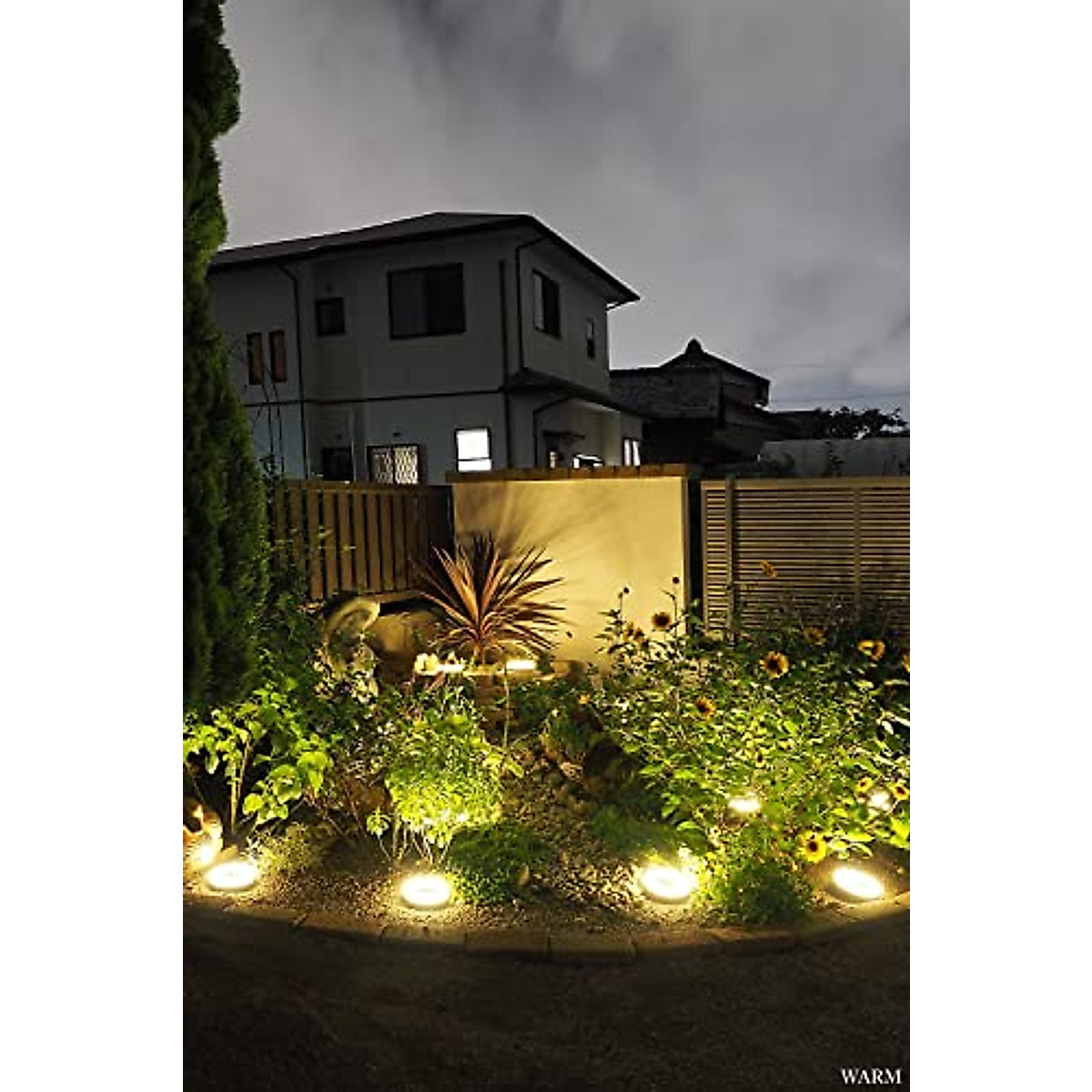 RobinEllis Garden Lights,Solar Ground Lights Outdoor(4 Packs Warm White), New Structural Design Outdoor Solar Lights with 12 LEDs