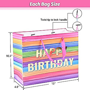 ZGORENDZ 2 Pack 13'' Large Gift Bag with Card and Tissue Paper for Birthday Party