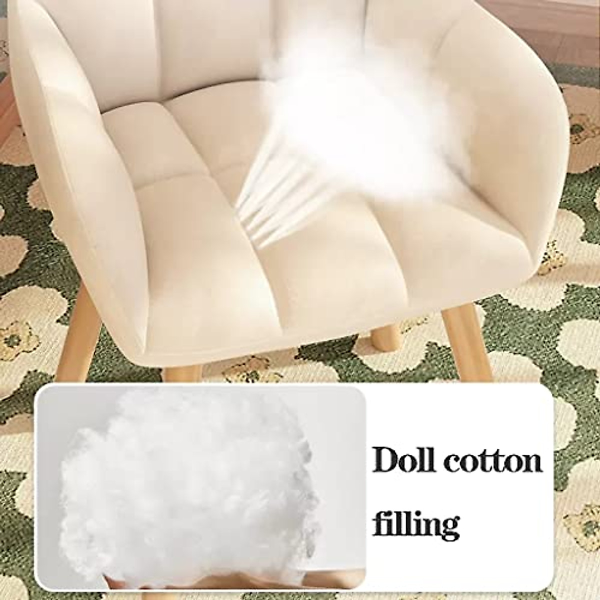 Armchair Fabric Lounge Accent Chair 360° Swivel Dining Chairs Velvet Upholstered Desk Chairs Ergonomic Office Chair with Arms and Wood Legs,Mid Century Modern Chair (Color : Green)