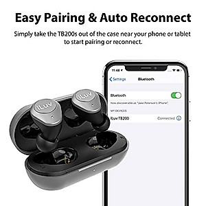 iLuv TB200 Space Gray True Wireless Earbuds Cordless in-Ear Bluetooth 5.0 with Hands-Free Call Microphone, IPX6 Waterproof Protection, High-Fidelity Sound; Includes Compact Charging Case & 4 Ear Tips