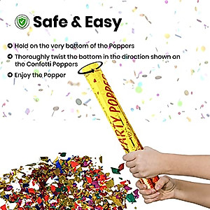 LewisAmy Confetti Poppers Multicolor Biodegradable [Pack of 6] 11 inches | Party Poppers | Confetti Cannons for Wedding Celebration, Birthday Party, Graduation, Christmas Eve and New Year Celebration