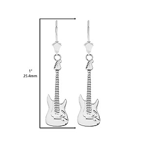 .925 Sterling Silver Electric Guitar Leverback Dangle Earrings