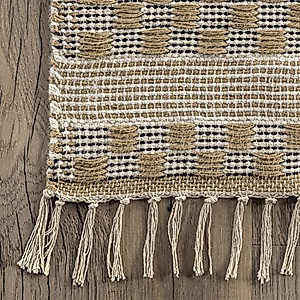 nuLOOM Emma Jute-Blend Flatweave Striped Tassel Area Rug, 5' x 8', Natural