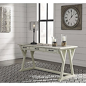 Signature Design by Ashley Jonileene Farmhouse Home Office Desk with Drawers, White & Gray