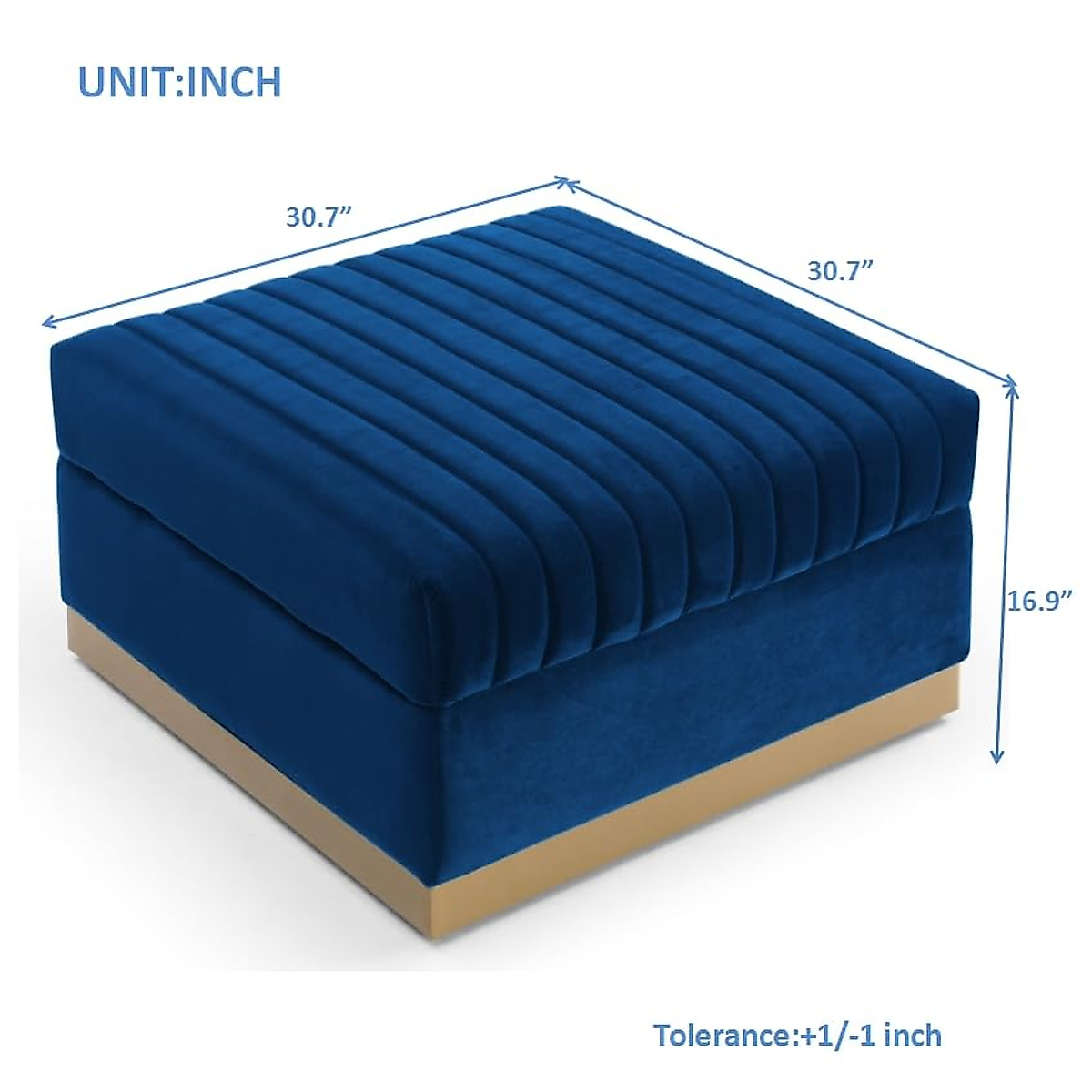 EMKK Modular Sectional Couch L Shaped Sofa with Ottoman,4 Pillows,Vertical Channel Tufted Velvet Sofá w/Wide Chaises,Upholstered Corner Sofa&Couch for Living Room Apartment, E-Blue