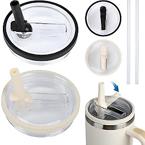 2PCS 40 oz Tumbler Flip Straw Lid Replacement fit for Quencher and Traveler,Spill Proof Splash Resistant Tumbler Lids,Reusable Tumbler Cover for flip straw lid