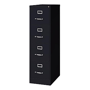 25" Deep Commercial 4 Drawer Letter Size High Side Vertical File Cabinet Color: Black