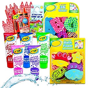 Crayola Bath Set Shower Toys Bundle - 9 Pc Crayola Kids Bathroom Set with Crayola Bath Paint, Bath Toys, and Stickers