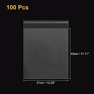 uxcell 100Pcs Clear Cello Bags, 17.7"x 12.2" Plastic Self Sealing OPP Cello Treat Bags Cello Poly Bags for Packing Cookies Candy Jewelry Gifts, Clear