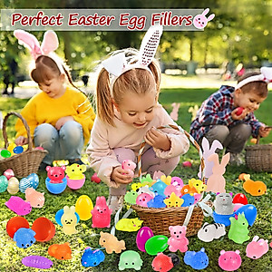 LUDILO Mochi Animal Squishies Toys 2nd Generation Glitter Mochi Squishy 28pcs Kawaii Mini Squishies Party Favors for Kids Stocking Stuffers Class Prizes Valentines Birthday Gifts Easter Egg Fillers