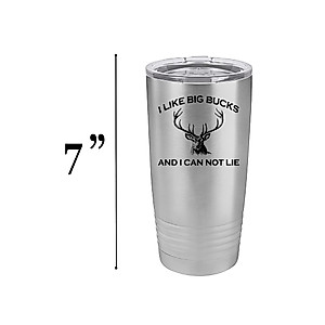 Rogue River Tactical Funny Hunting 20 Oz. Travel Tumbler Mug Cup w/Lid Vacuum Insulated Hot or Cold I Like Big Bucks Hunter Gift
