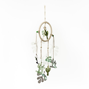 Roser Life Modern Wall Dream Catcher Decor Mobile,Handmade Hanging Boho Dream Catchers,for Bedroom Kids Baby Women Men Boys Girls Nursery Teepee Home Party Outdoor Garden Green Cactus,Pack of 1