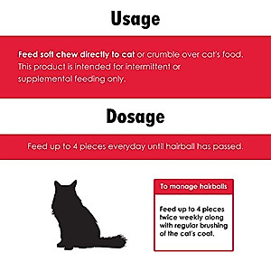 LaxaCat Hairball Formula for Cats - Supports Skin & Hair Coat, Vitamin, Mineral Oil - Healthy Coat - Regular Bowel Movement - Natural Ingredients - 90 Soft Chew