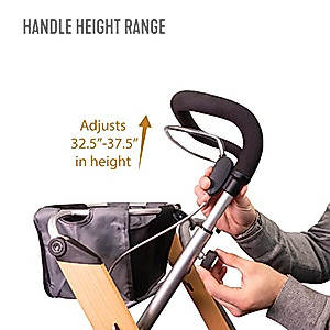 Stander Let’s Go Indoor Rollator, Lightweight Four Wheel Euro Style Walker with Tray, Folding Mobility Aid for Seniors by Trust Care, Beech