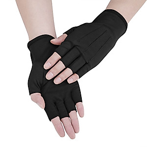 Summer Driving Gloves Cycling Half Finger Mittens for Men Women Sun Protection Gloves Touch Screen Quick Dry Outdoor Mitts, Black, One Size