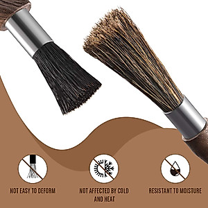 Soulhand Professional Coffee Brush Cleaning Brush Set (Straight + Curved) No Falling Out Bristles Natural Walnut Wood Espresso Machine Grinder Cleaner Coffee Tool for Barista Home Kitchen