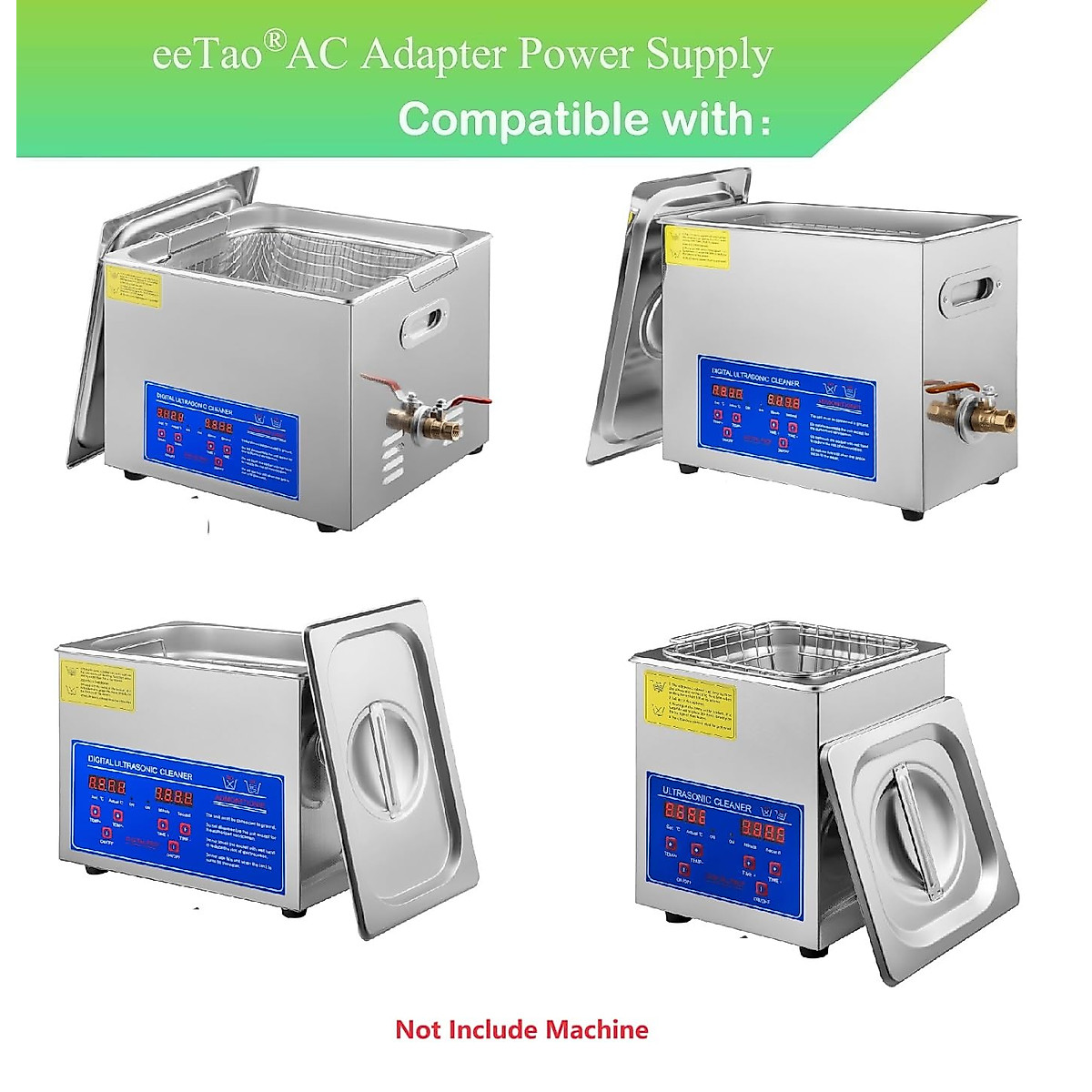 eeTao 3-Prong AC Power Cord Compatible with VEVOR 2L-15L Digital Ultrasonic Cleaner with Digital Timer & Heater Power Supply Cable Cord Replacement AC Charging Cable