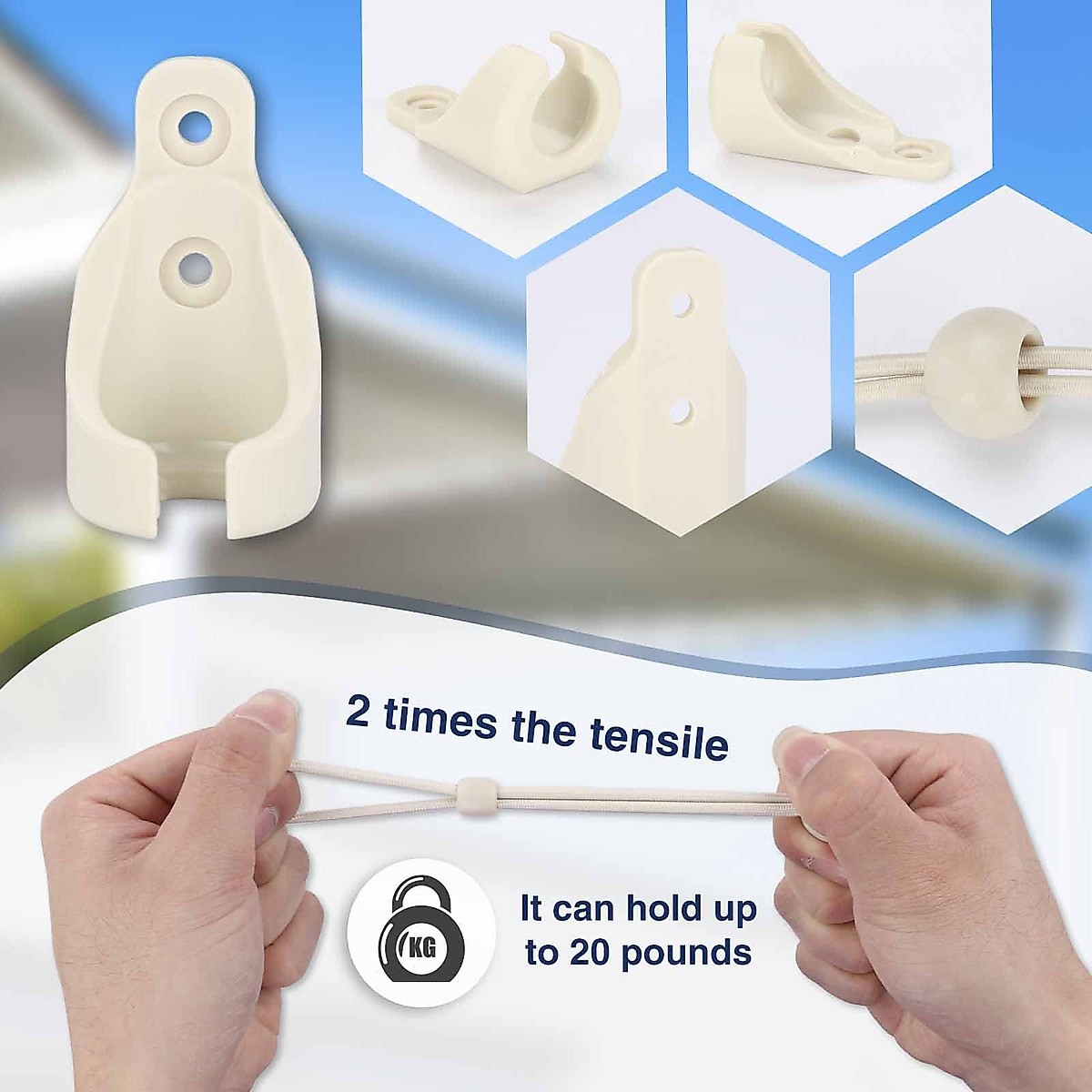 IVYSUN Sun Shade Replacement Parts Shade Tie Downs and End Cap with Ring Kit,Weather Resistance,Compatible with Coolaroo Exterior Roller Shade,Outdoor Blinds(Sand,2 Set)