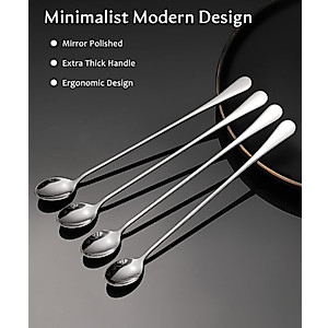 Lovingly Yours 9.5-Inch Long Handle Spoon, Ice Tea Spoons, Ice Cream Spoon, Long Coffee Spoons, Stainless Steel Stirring Spoons, Set of 4