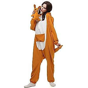 DIZGE Unisex Adult Animal Onesie One-Piece Kangaroo Animal Pajamas Cosplay Costume Medium