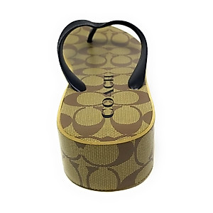 COACH Womens Lynn Flip Flops (Khaki - Black, us_footwear_size_system, adult, women, numeric, medium, numeric_8)