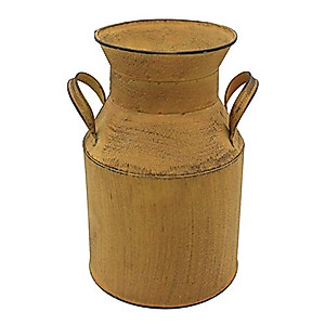 CVHOMEDECO. Galvanized Metal Milk Can, Old Rustic Primitives Jug Vase for Home and Garden Décor. Rusty