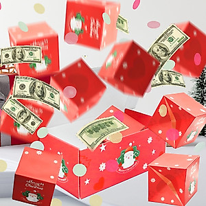 Surprise Gift Box Explosion for Money, Merry Christmas Surprise Box Gift Box Explosion Box with Confetti, Christmas Boxes Explosion Gift Box Cash Money Gift Boxes for Presents, 10 Bouncing Boxes,Red