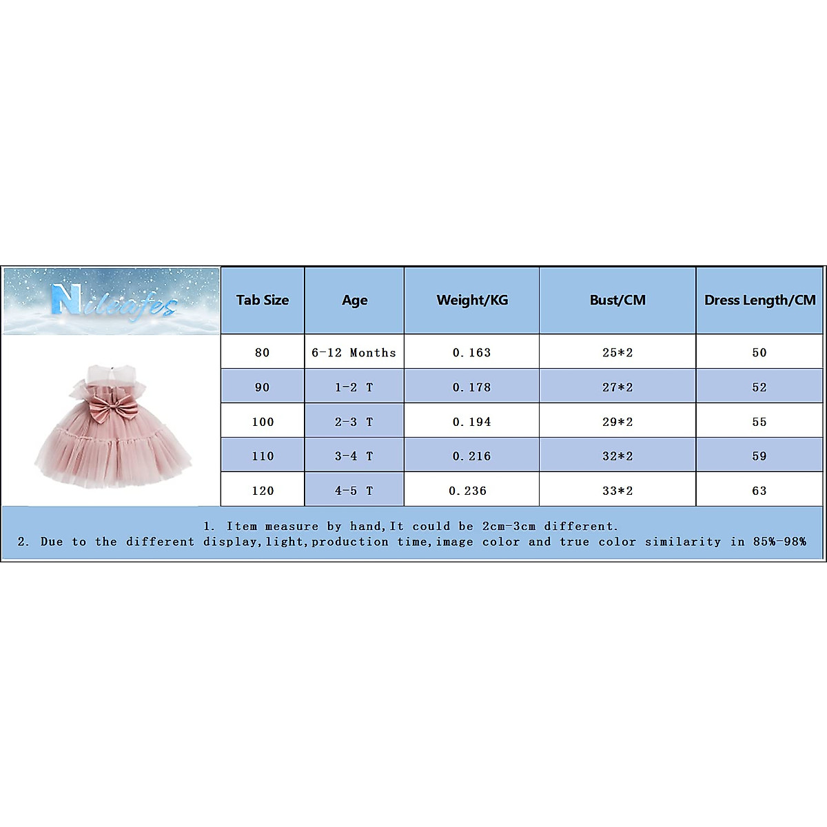 Nileafes Toddler Formal Dress Tulle Fluffy Dresses Baby Girls Princess Dress Size90 (1-2 Years,766 Pink-N)