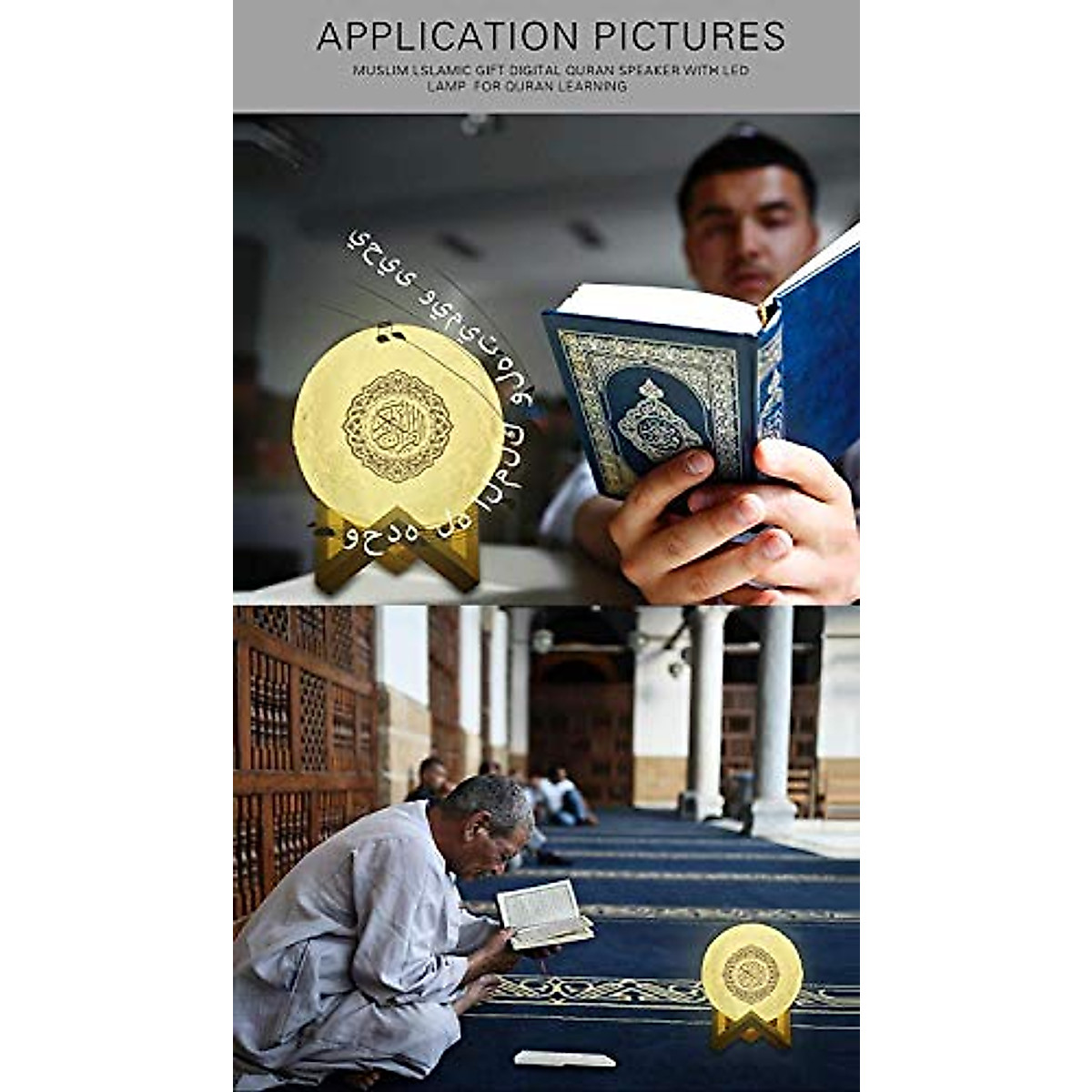 3D Moon Quran Speaker Light, Portable Quran Speaker APP Control Remote Small Moon Light Night Light with Bluetooth Eid Mubarak hajj Gifts…