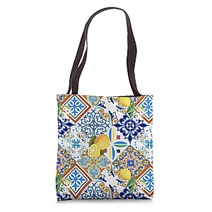 Citrus,lemons,mosaic,flowers,azulejo,tiles,Portuguese art Tote Bag