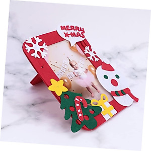 Veemoon Photo Frame Christmas Picture Frame Diy Christmas Ornaments Handmade Frame Red Picture Frame Kraft Picture Frame Decorative Picture Frames Red Decorations Embroidery Child Manual