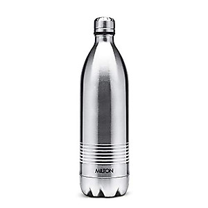 Thermosteel Duo Deluxe Insulated Water Bottle 18/8 Stainless Steel Double Walled for Hot & Cold (Stainless Steel, 34 oz (1000 ml))