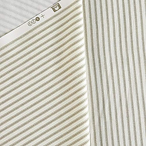 Vertical Ticking Stripe Cotton Duck Ivory/Tan, Fabric by the Yard