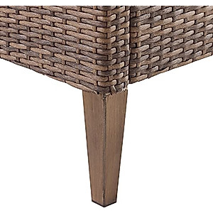 Crosley Furniture Capella Wicker Outdoor Sofa, 3-Person Patio Couch for Porch, Deck, Backyard, Brown with Creme Cushions