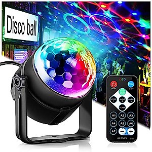 Party Lights, Dj Rave Lights Led Strobe Lights Sound Activated Stage Lights Projected Effect Dancing Lights Remote Control for Birthday Xmas Wedding Bar Kids Christmas-1 Pack