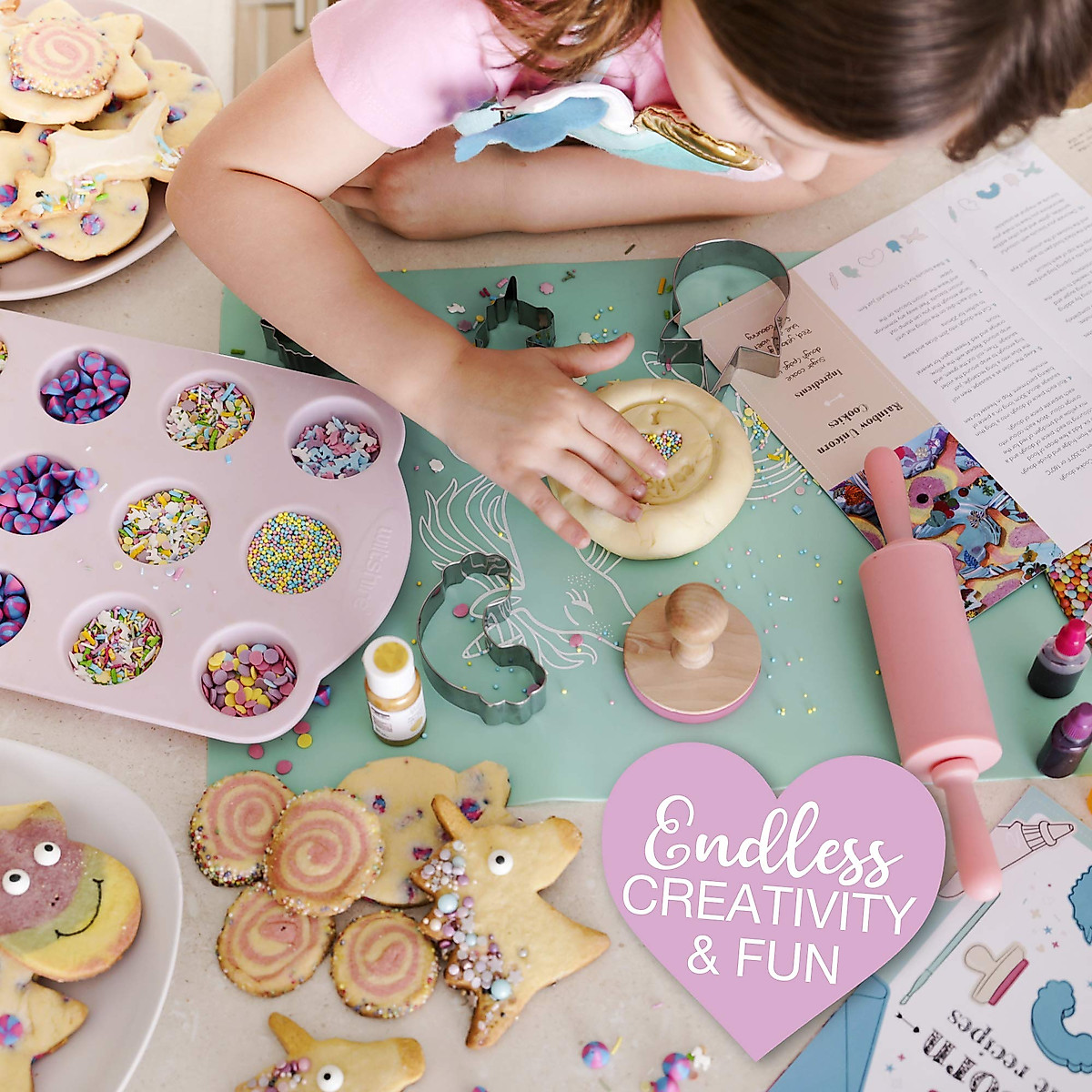 Delightful Unicorn-Themed Cookie Baking Kit for Girls - Includes Adorable Apron, Fun Cookie Cutters, & Comprehensive 14-Piece Cooking Set - Perfect for Kitchen Play and Ideal Gift for Girls Aged 6-12