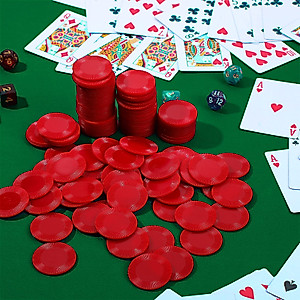 Leitee 500 Pcs Plastic Poker Chips Bulk 38 mm Lightweight Tokens Bingo Markers Blank Casino Counting Discs Learning Counters Disks for Adults Interlocking Game Counting Reward Card(Red)